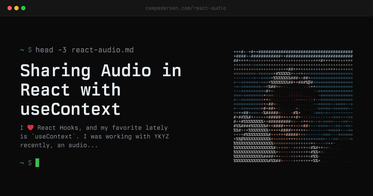 Sharing Audio in React with useContext - Cam Pedersen